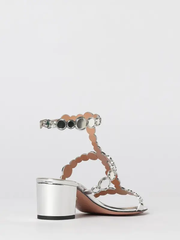 AQUAZZURA Afterglow Sandal In Laminated Patent Leather With Flat Studs