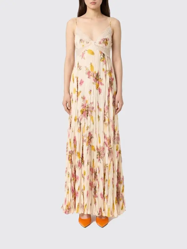 Blumarine Long Jersey Dress With Floral Print
