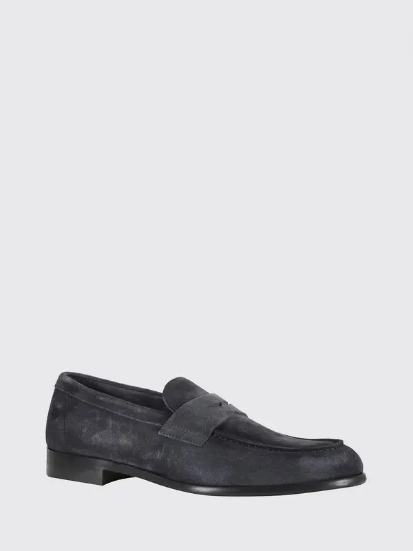 DOUCAL'S Penny Aged Suede Loafers - Blue