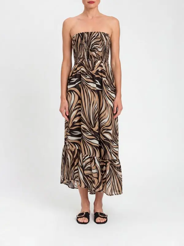 TWINSET Printed Viscose Midi Dress - Black