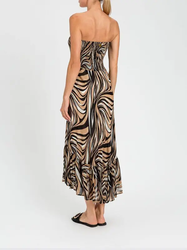 TWINSET Printed Viscose Midi Dress - Black