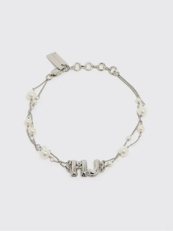 Marc Jacobs Brass Bracelet With Faux Pearls - Silver
