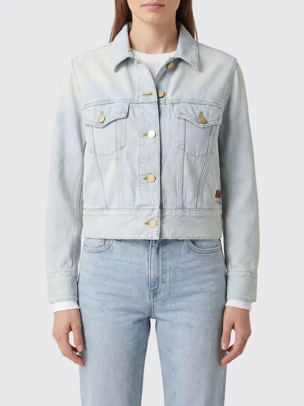 Jacob Cohen Bleached Denim Jacket With Patch Pockets And Classic Collar
