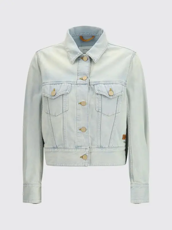 Jacob Cohen Bleached Denim Jacket With Patch Pockets And Classic Collar