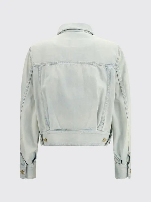 Jacob Cohen Bleached Denim Jacket With Patch Pockets And Classic Collar