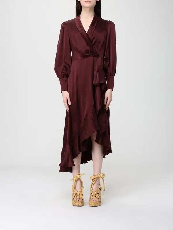 Zimmermann Silk Wrap Dress - Brown