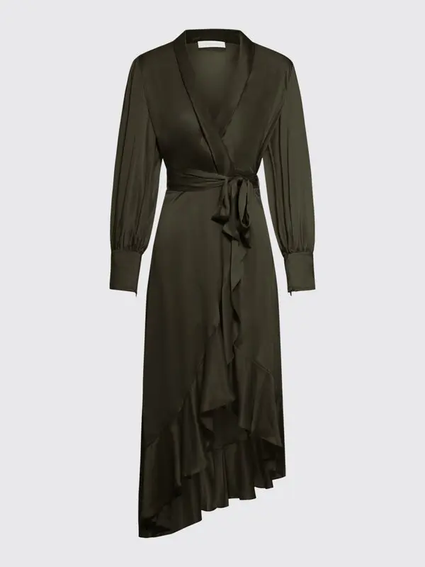 Zimmermann Silk Wrap Midi Dress - Green