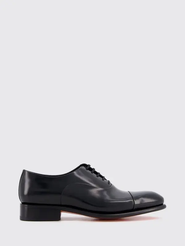 Santoni Brushed Leather Oxford Shoes - Black