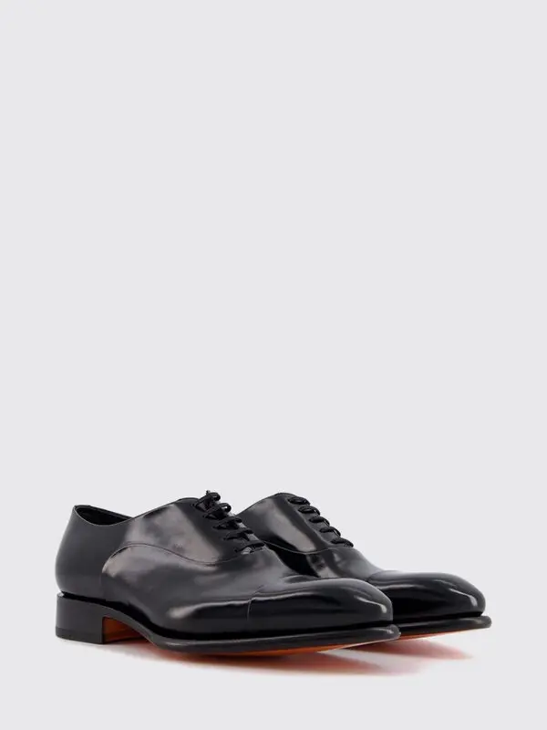 Santoni Brushed Leather Oxford Shoes - Black
