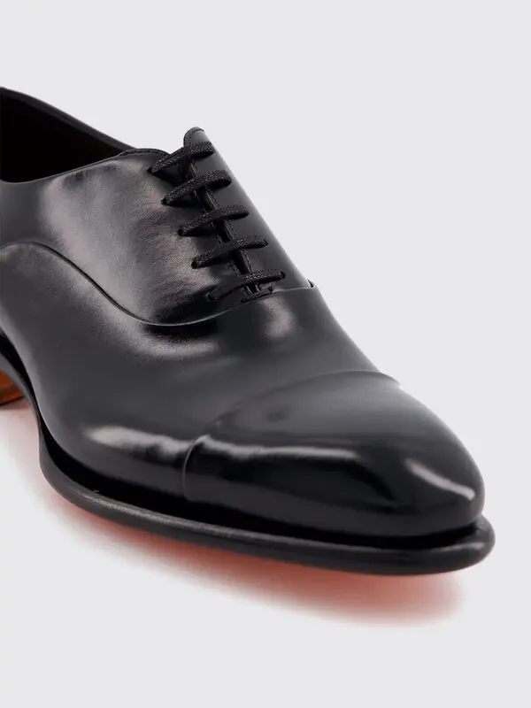 Santoni Brushed Leather Oxford Shoes - Black