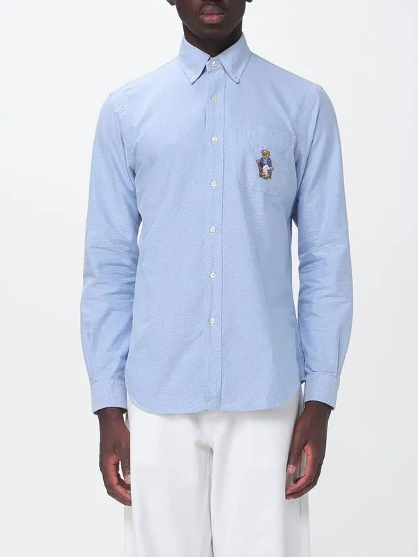 Polo Ralph Lauren Teddy Bear Print Slim Fit Cotton Shirt With Button-down Collar
