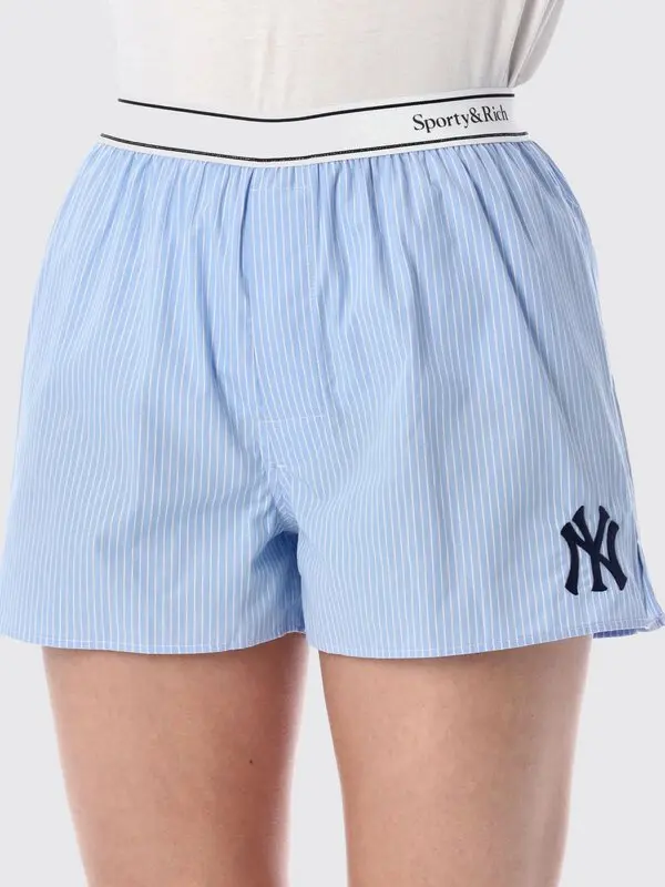 SPORTY & RICH Striped Cotton Shorts