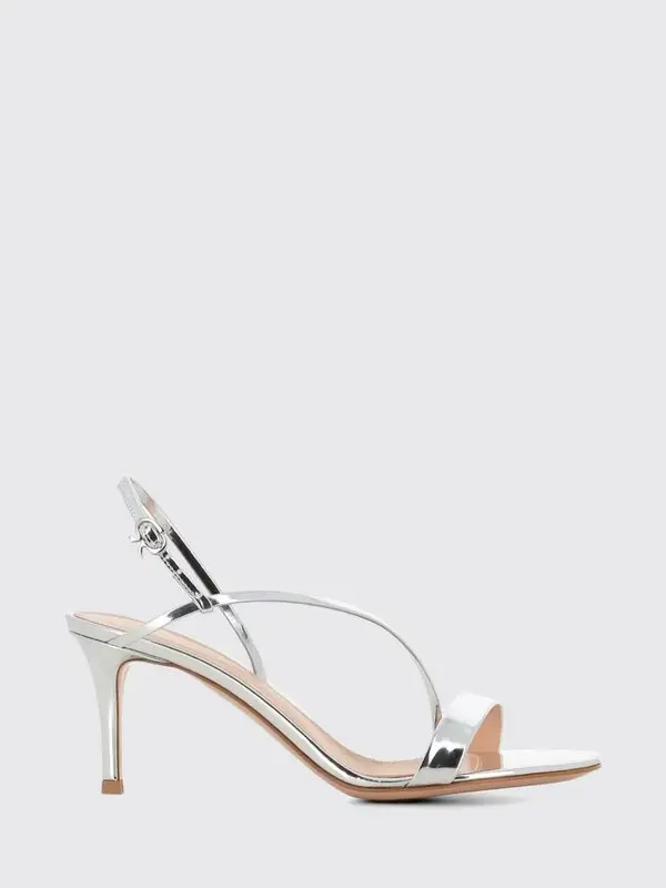 GIANVITO ROSSI Laminated Patent Leather Sandals - Silver