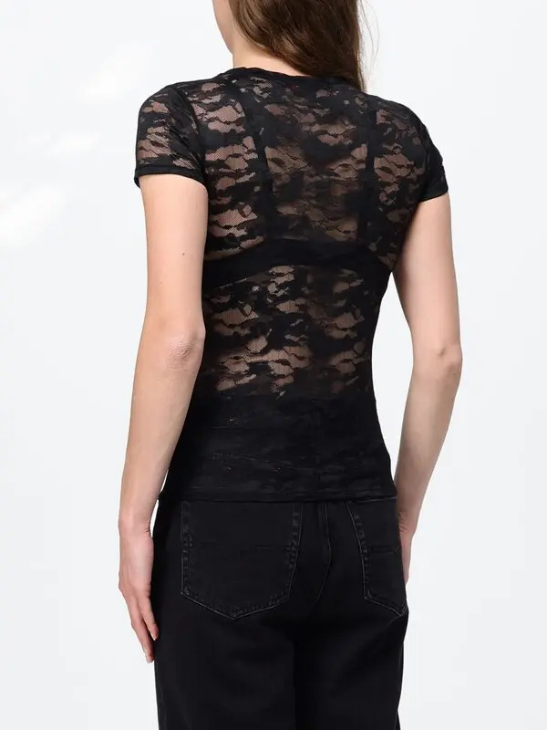 DIESEL® Kasia Sheer Lace Crew Neck Top