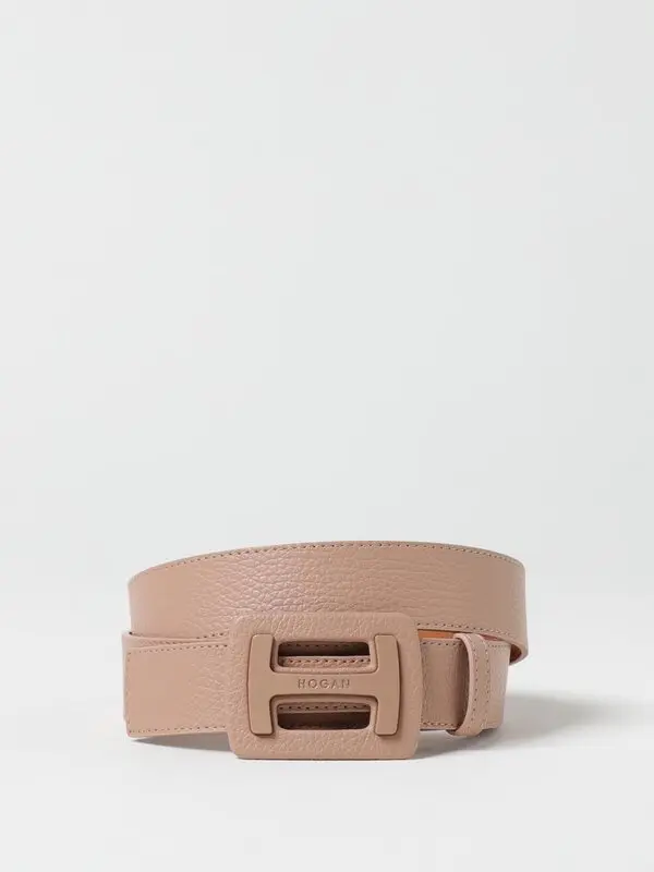 Hogan Logo Buckle Leather Belt