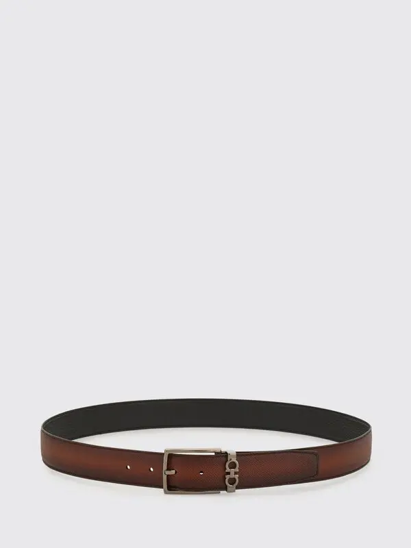 FERRAGAMO Reversible Calf Leather Belt With Gancini Buckle