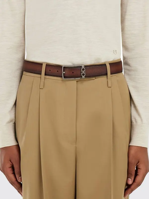 FERRAGAMO Reversible Calf Leather Belt With Gancini Buckle