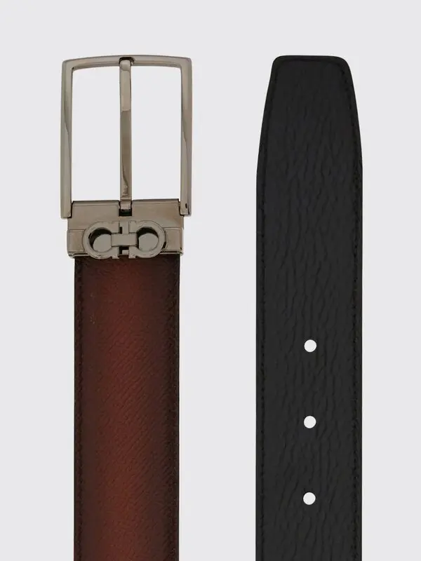 FERRAGAMO Reversible Calf Leather Belt With Gancini Buckle