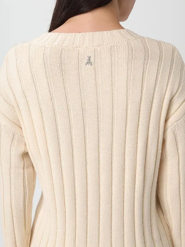 Patrizia Pepe Ribbed V-neck Pullover - White