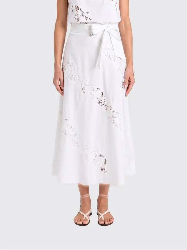 TWINSET Cotton Skirt With Macramé Inserts