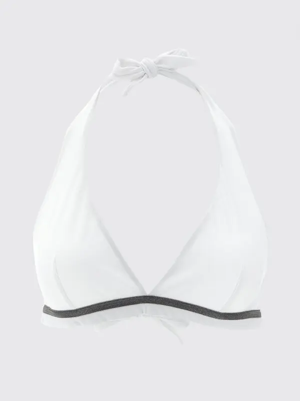 Brunello Cucinelli Triangle Bikini Top With V-neck And Decorative Monili