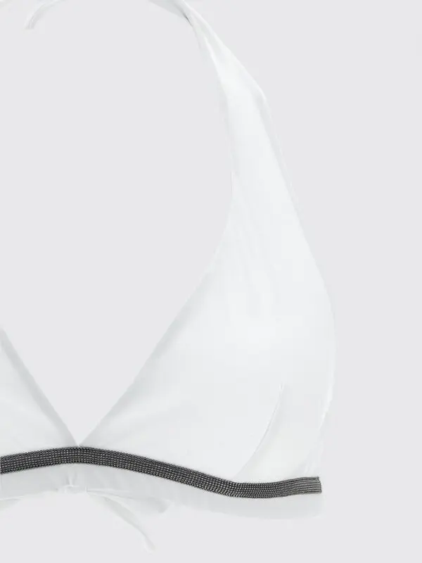 Brunello Cucinelli Triangle Bikini Top With V-neck And Decorative Monili