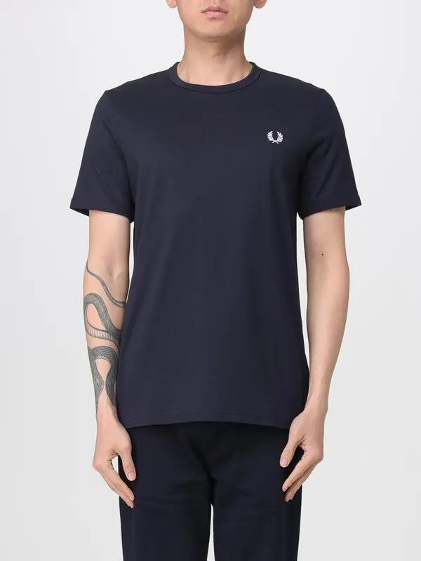 Fred Perry Cotton T-shirt With Mini Logo - Blue 1