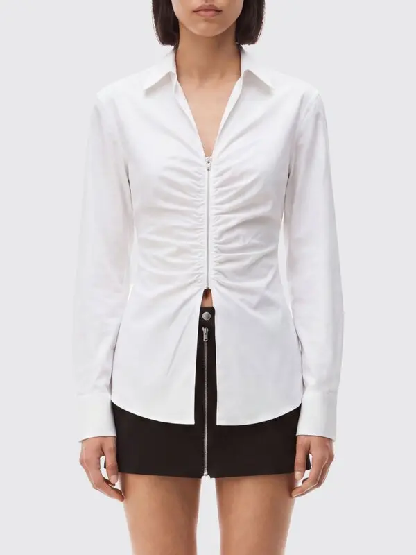 Alexander Wang Ruched Zip-up Cotton Shirt - White