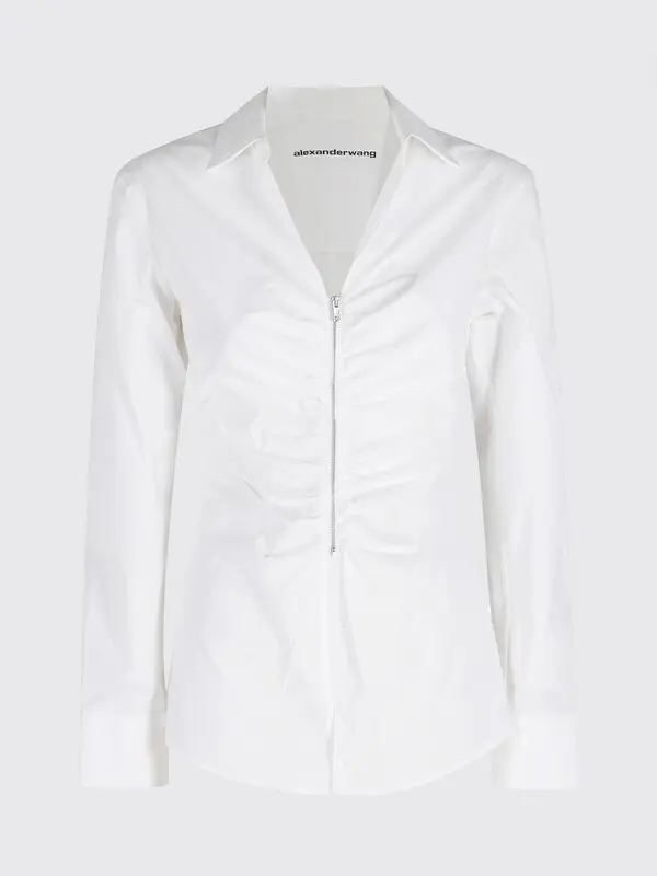 Alexander Wang Ruched Zip-up Cotton Shirt - White