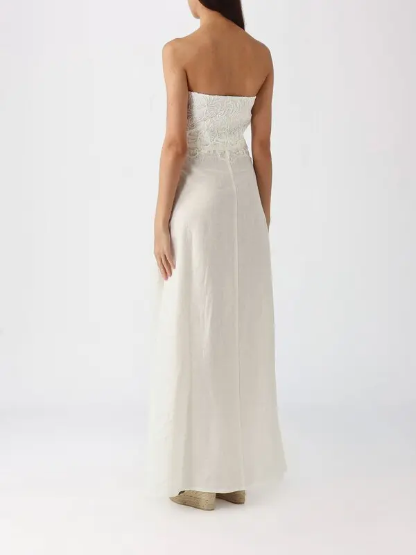 Ermanno Scervino Off-the-shoulder Embroidered Linen Gown - White