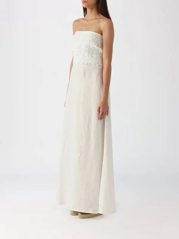 Ermanno Scervino Off-the-shoulder Embroidered Linen Gown - White