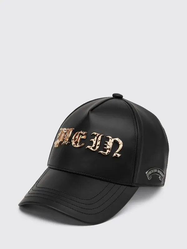 Philipp Plein Leather Baseball Cap With Logo - Black 1