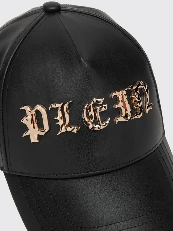 Philipp Plein Leather Baseball Cap With Logo - Black 1
