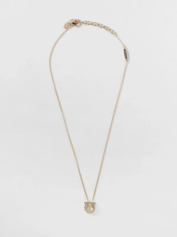 FERRAGAMO Gancini Brass Necklace With Set Rhinestones