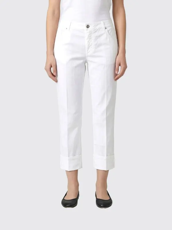 DONDUP Cropped Fit Stretch Denim Jeans - White
