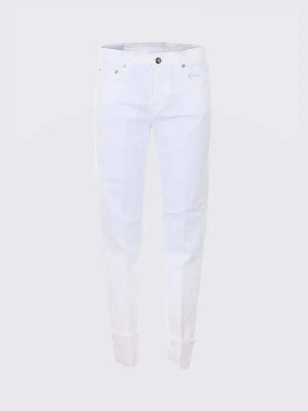 DONDUP Cropped Fit Stretch Denim Jeans - White