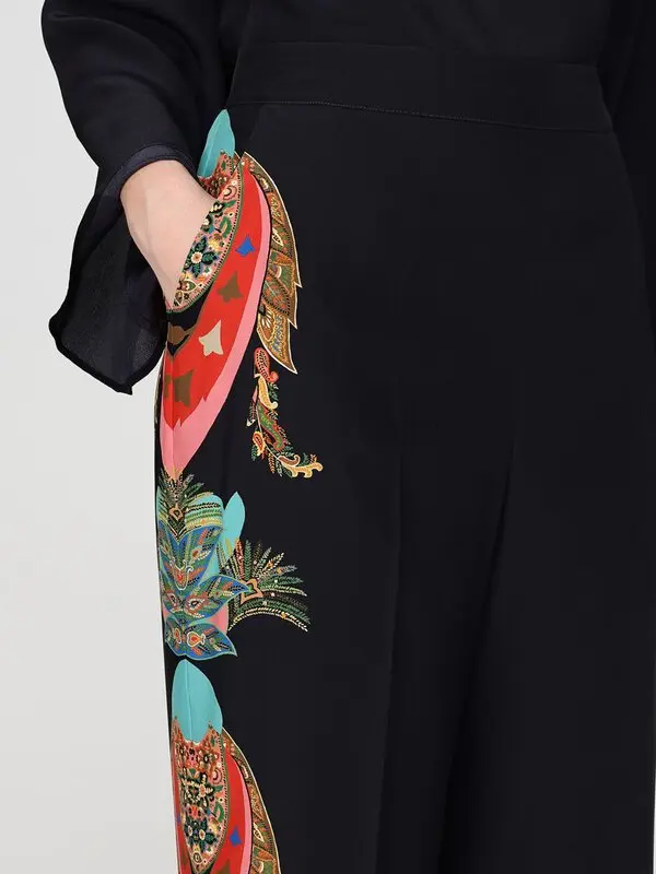 Etro Palazzo Trousers In Printed Silk