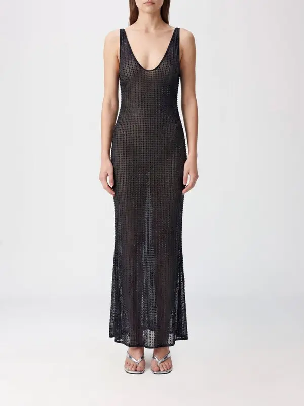VENUJA Rhinestone Embroidered Mesh Evening Gown