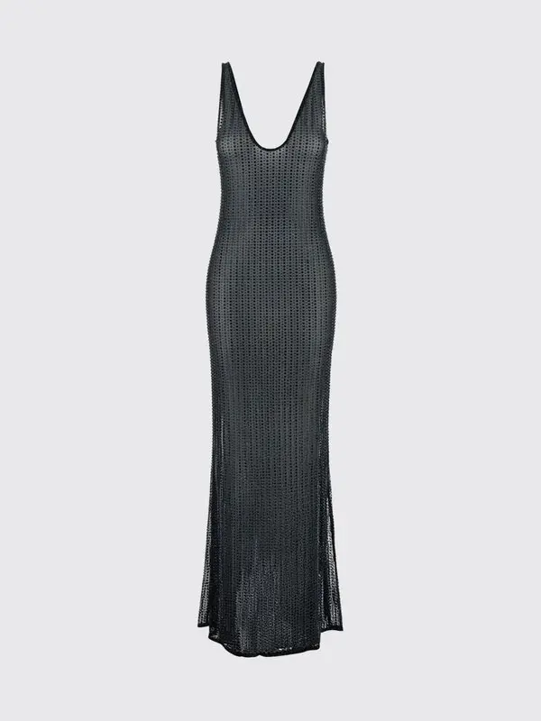 VENUJA Rhinestone Embroidered Mesh Evening Gown