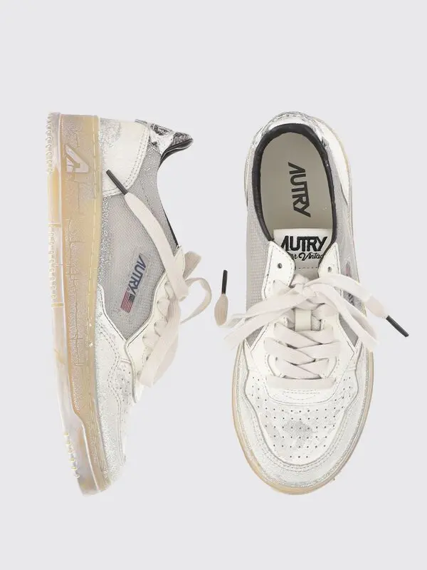 AUTRY Medalist Low Super Vintage Sneakers In Cracked Leather And Mesh - Red