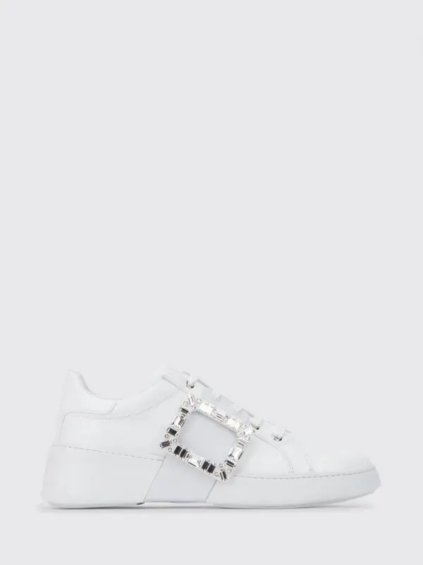 ROGER VIVIER Leather Trainers With Crystal Buckle - White