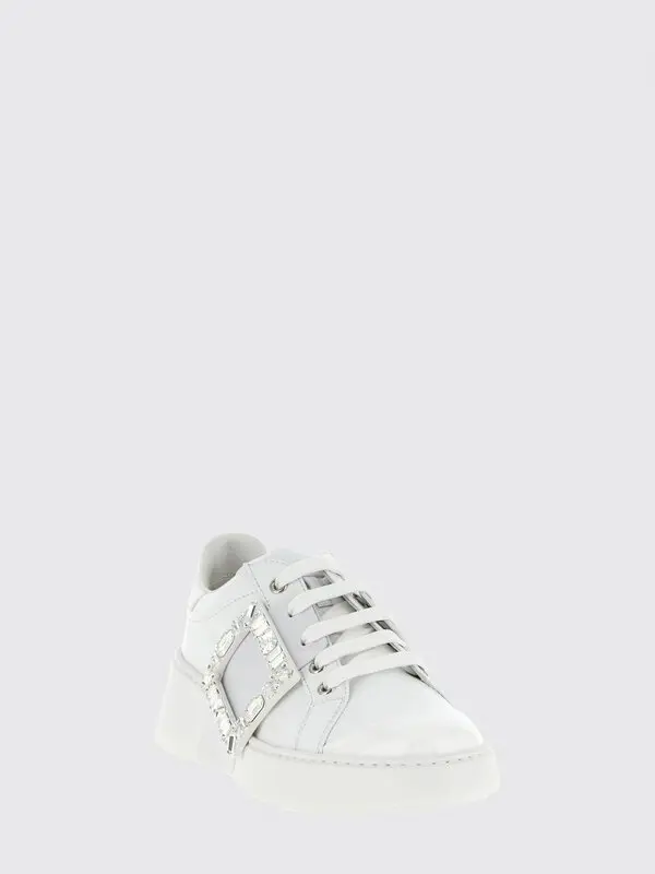 ROGER VIVIER Leather Trainers With Crystal Buckle
