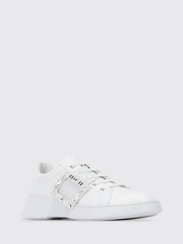 ROGER VIVIER Leather Trainers With Crystal Buckle