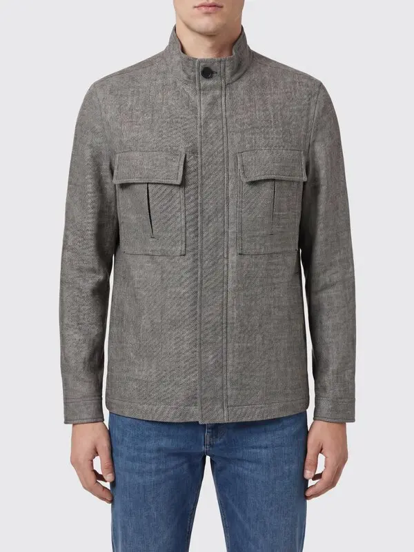 Zegna Lightweight Linen And Cashmere Jacket With High Neck