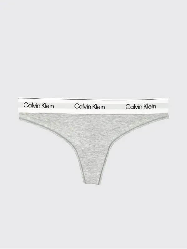 Calvin Klein Cotton Blend Logo Thong - Grey