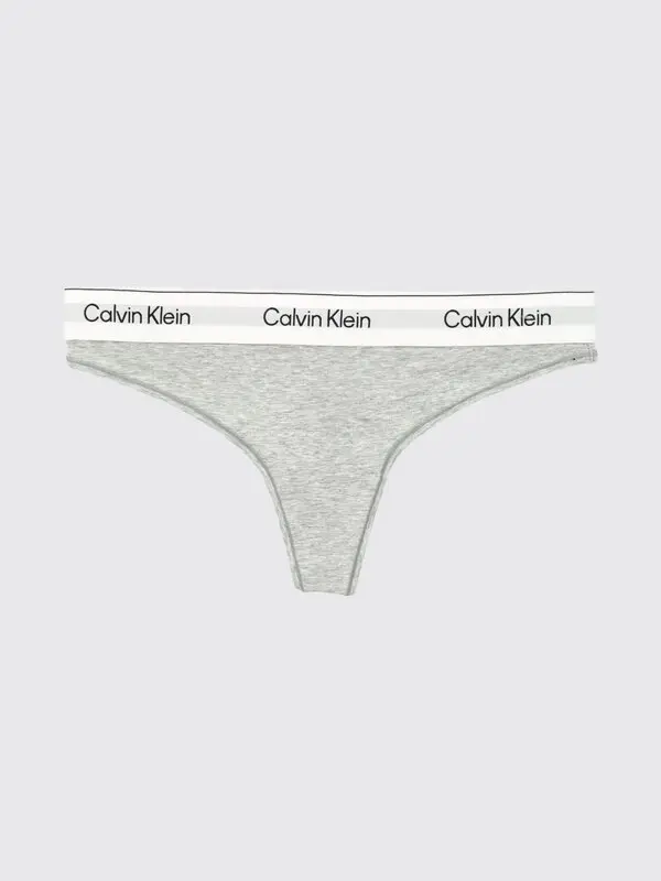 Calvin Klein Cotton Blend Logo Thong - Grey