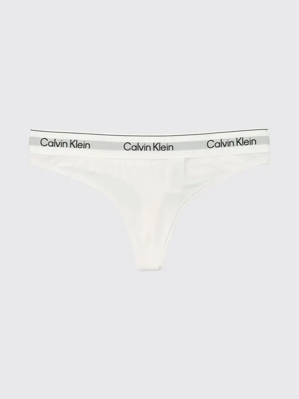 Calvin Klein Cotton Blend Logo Thong - White