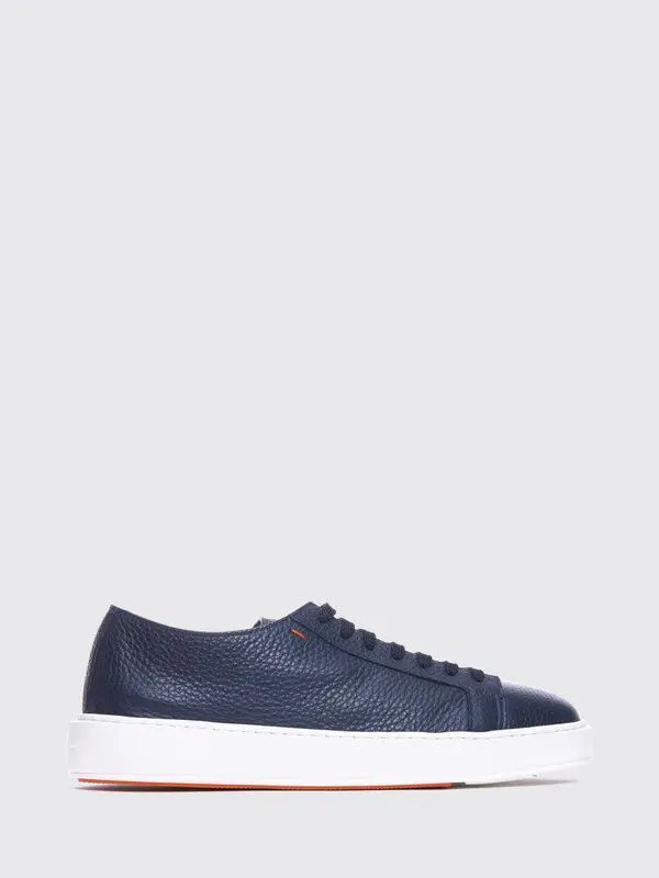 Santoni Calfskin Leather Lace-up Sneakers - Blue