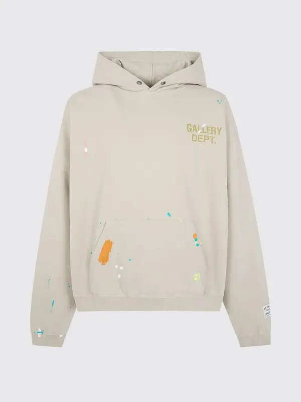 GALLERY DEPT. Relaxed Fit Cotton Logo Print Hooded Sweatshirt - Grey