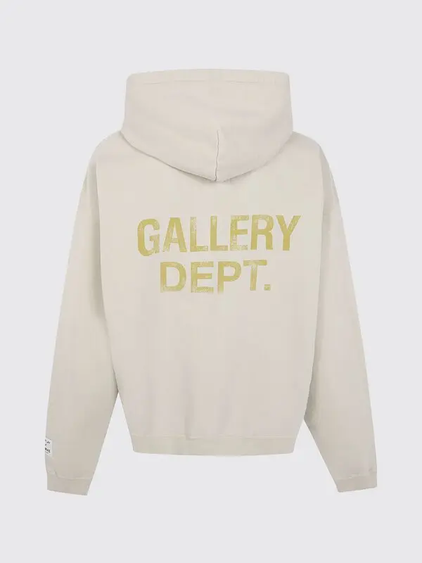 GALLERY DEPT. Relaxed Fit Cotton Logo Print Hooded Sweatshirt - Grey